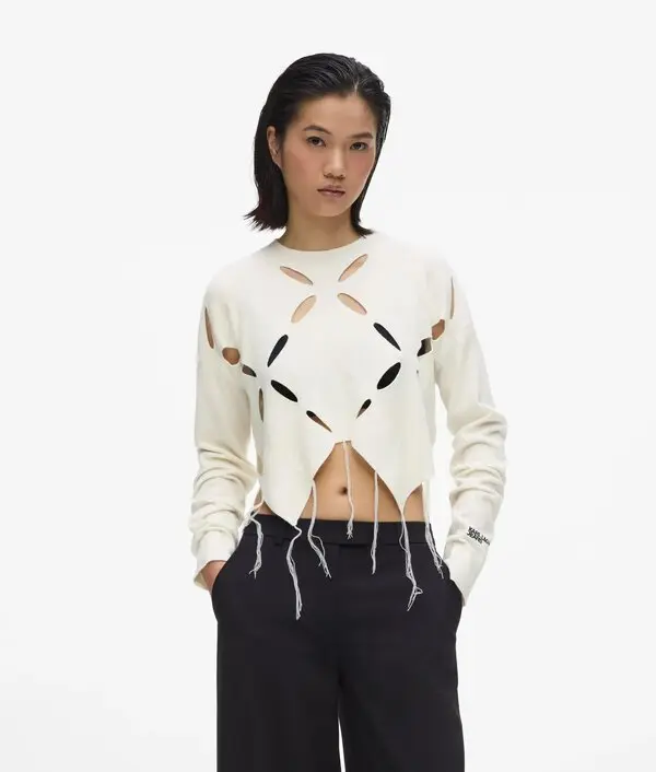 KL JEANS Jeans Knitted Cut-out Argyle Top