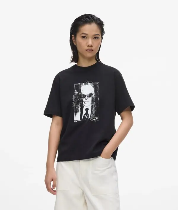 KL JEANS Regular‑fit Karl Portrait T-shirt - Black