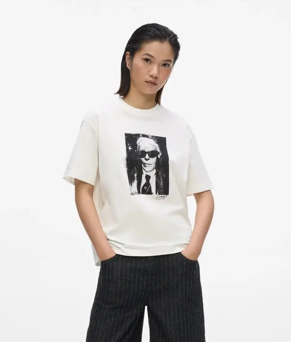 KL JEANS Regular Fit Karl Portrait T-shirt - Egret