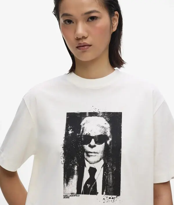 KL JEANS Regular Fit Karl Portrait T-shirt - Egret