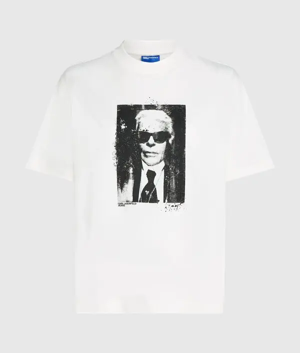 KL JEANS Regular Fit Karl Portrait T-shirt - Egret