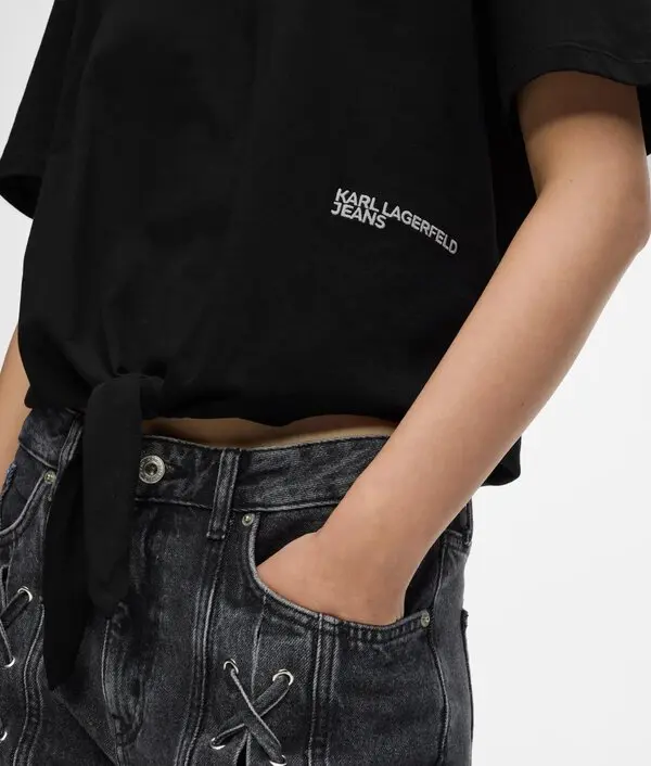 KL JEANS Regular Fit Tie Detail T-shirt - Black