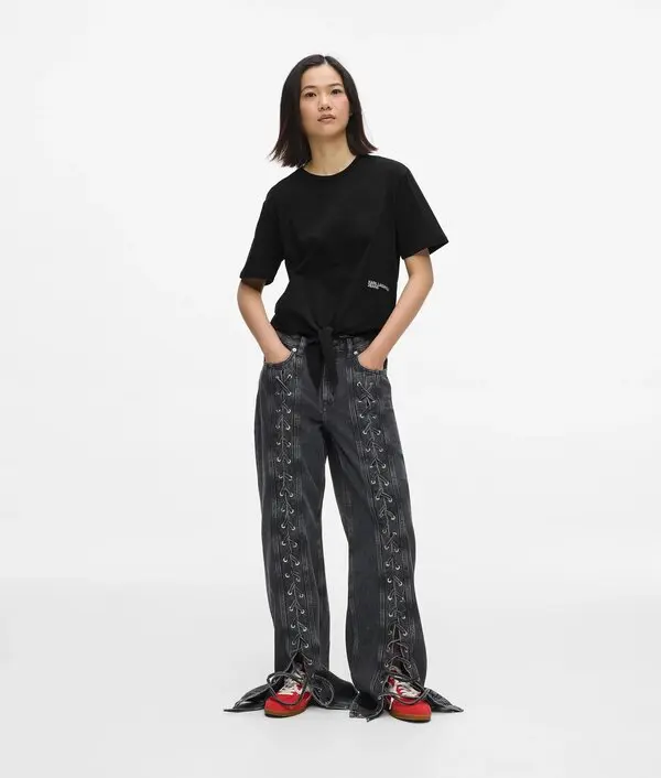 KL JEANS Regular Fit Tie Detail T-shirt - Black