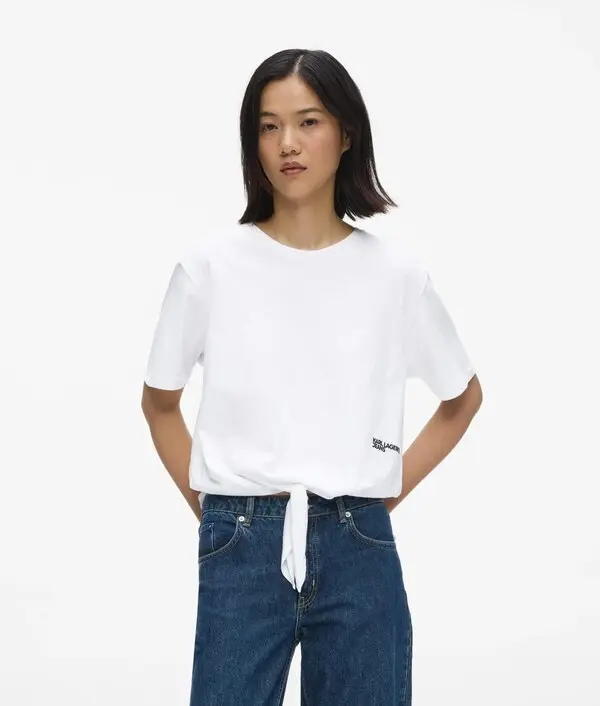 Karl Lagerfeld Tie Detail T-shirt - White