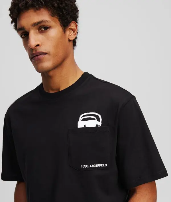 Karl Lagerfeld Ikon Peek-a-boo Pocket T-shirt - Black