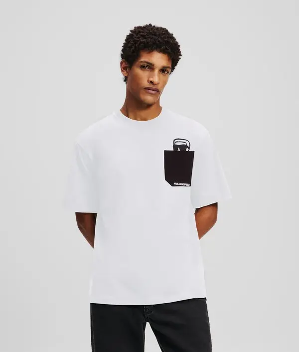 Karl Lagerfeld Ikon Peek-a-boo Pocket T-shirt - White