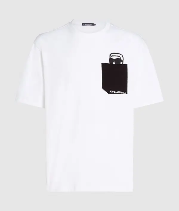 Karl Lagerfeld Ikon Peek-a-boo Pocket T-shirt - White