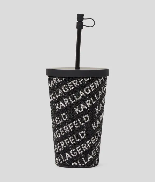 Karl Lagerfeld Rhinestone Logo To-go Cup - White/black