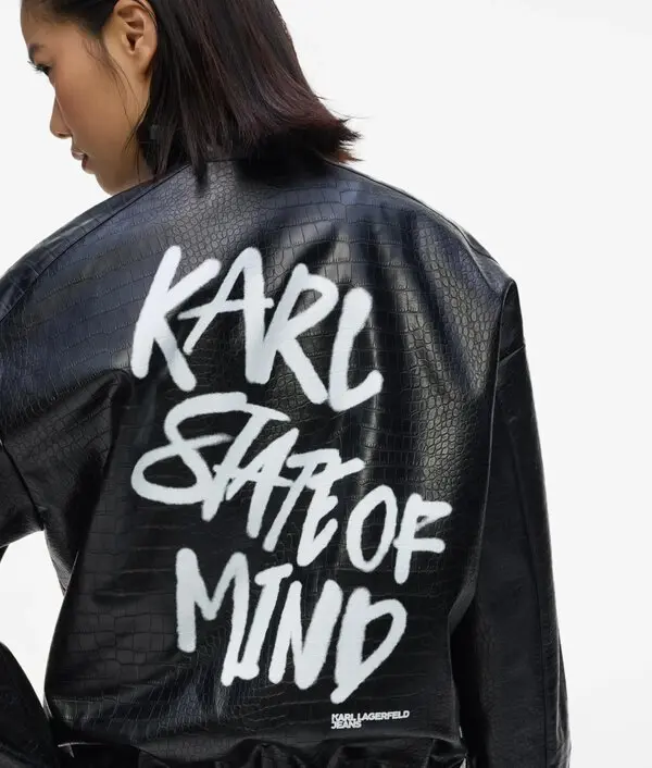 KL JEANS Jeans Croco-effect Faux Leather Bomber Jacket