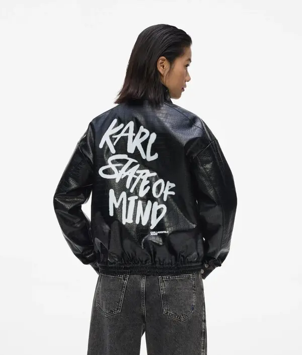 KL JEANS Jeans Croco-effect Faux Leather Bomber Jacket