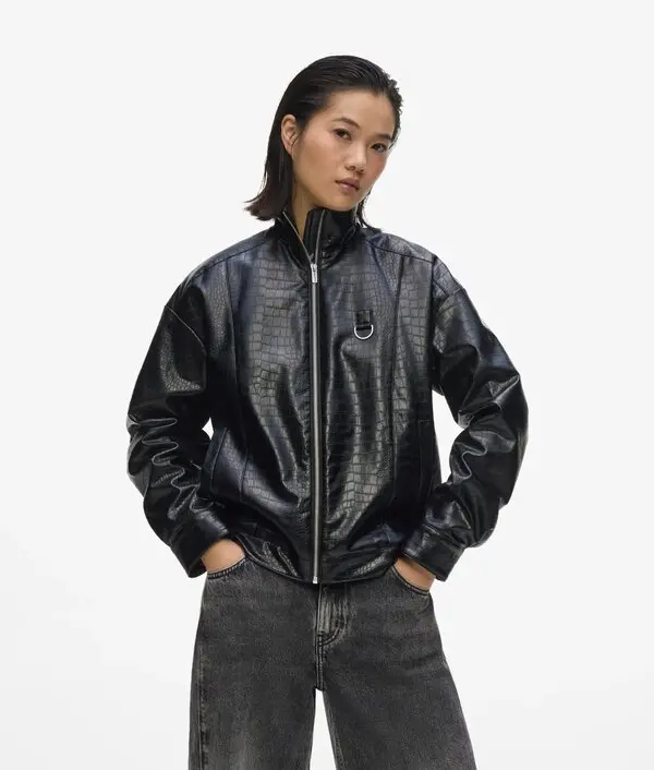 KL JEANS Jeans Croco-effect Faux Leather Bomber Jacket