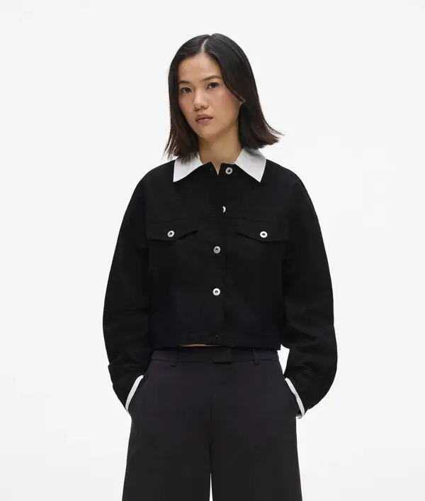 KL JEANS Jeans Cropped Black And White Canvas Jacket