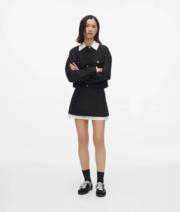 Karl Lagerfeld Canvas Mini Skirt - White/black