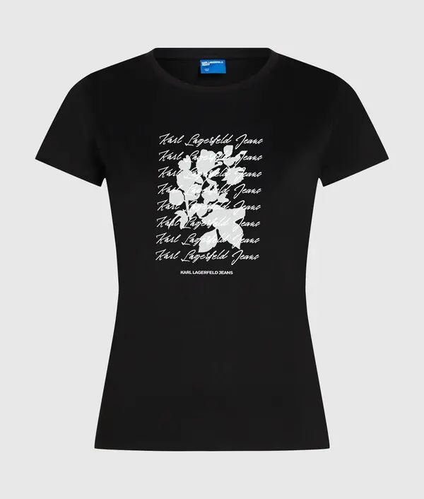 Karl Lagerfeld Slim Fit Flocked Floral T-shirt