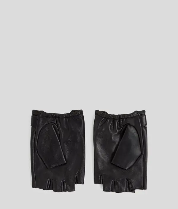 Karl Lagerfeld K/monogram Fingerless Leather Gloves