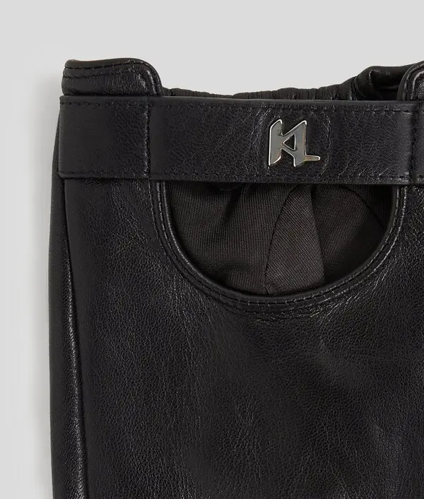Karl Lagerfeld K/monogram Fingerless Leather Gloves