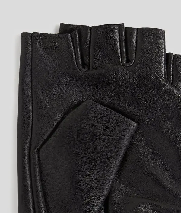 Karl Lagerfeld K/monogram Fingerless Leather Gloves