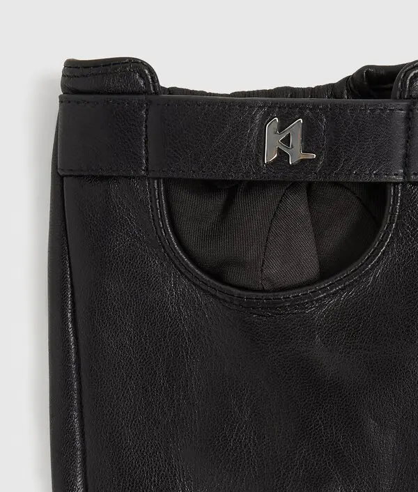 Karl Lagerfeld K/monogram Fingerless Leather Gloves