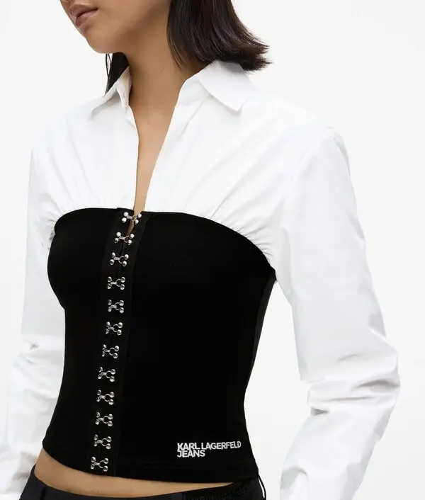 Karl Lagerfeld Corset Detail Poplin Shirt