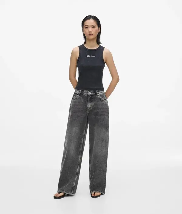 Karl Lagerfeld Transformable Low-rise Wide Jeans - Acid Dark Grey