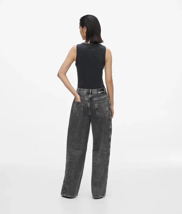 Karl Lagerfeld Transformable Low-rise Wide Jeans - Acid Dark Grey