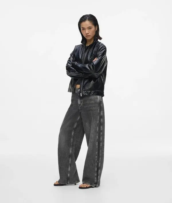 Karl Lagerfeld Transformable Low-rise Wide Jeans - Acid Dark Grey
