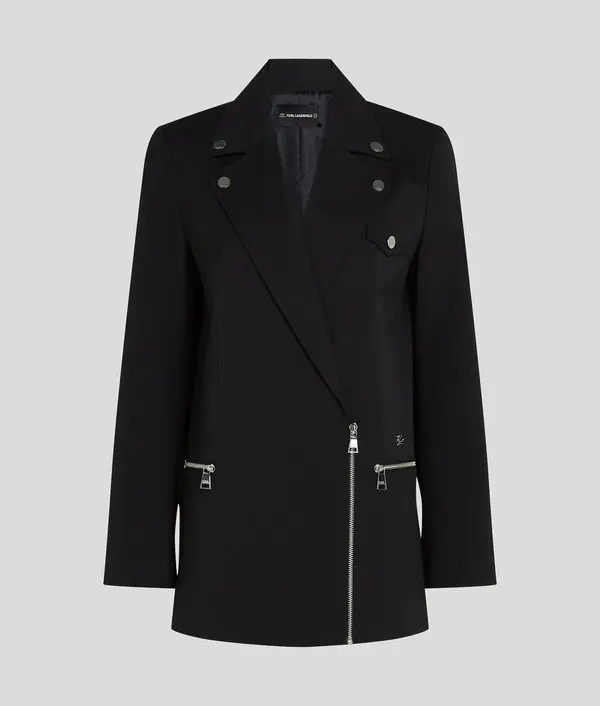 Karl Lagerfeld Biker Blazer With Zipper And Stud Details