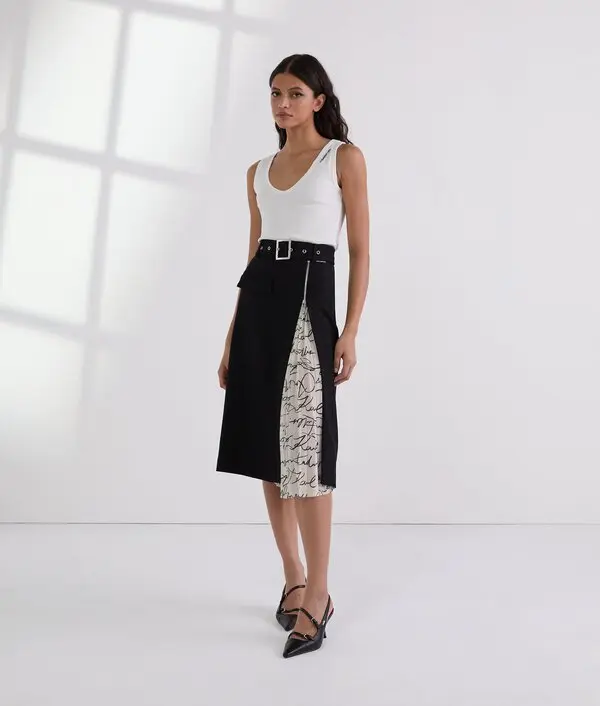Karl Lagerfeld Pleat Detail Skirt - Black