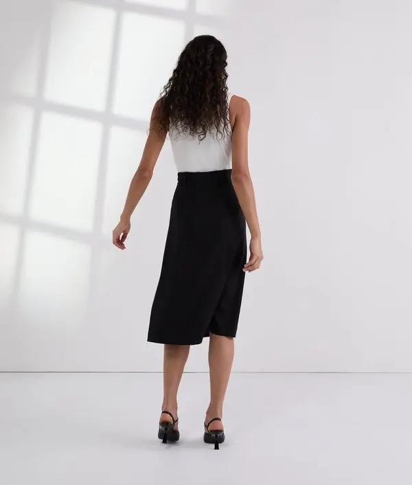 Karl Lagerfeld Pleated Panel Midi Skirt With Belted Waist