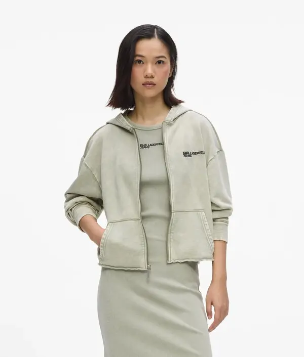 KL JEANS Jeans Washed Cotton Zip-up Hoodie - Tea