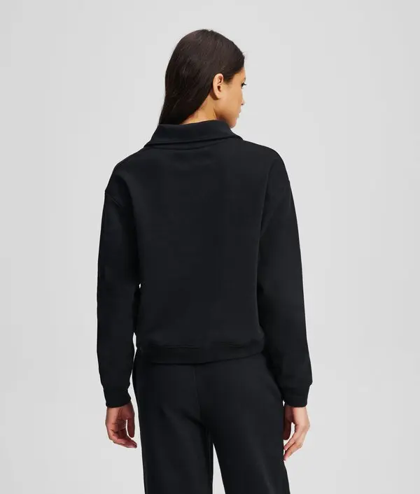 Karl Lagerfeld Embroidered Crest Half-zip Sweatshirt