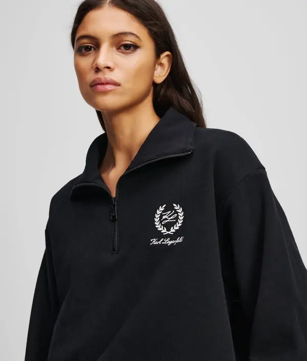 Karl Lagerfeld Embroidered Crest Half-zip Sweatshirt