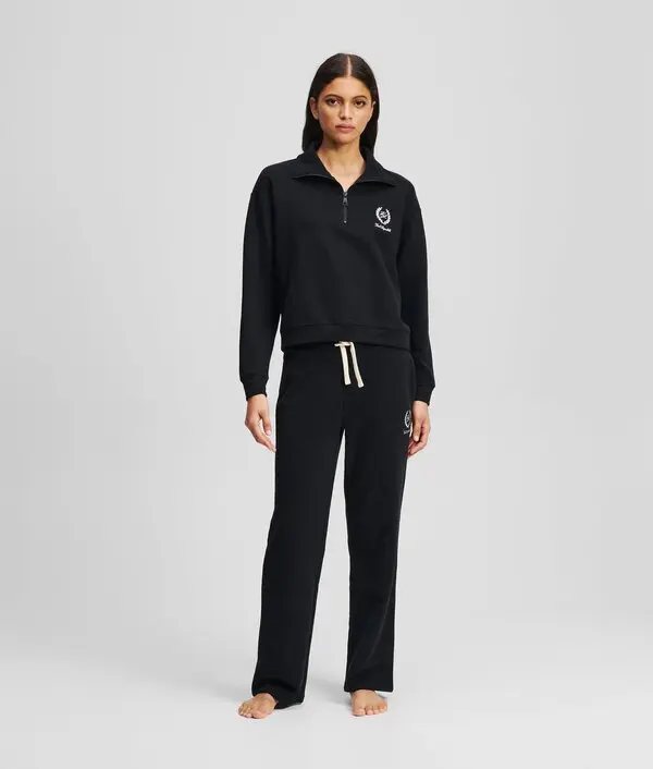 Karl Lagerfeld Embroidered Crest Half-zip Sweatshirt