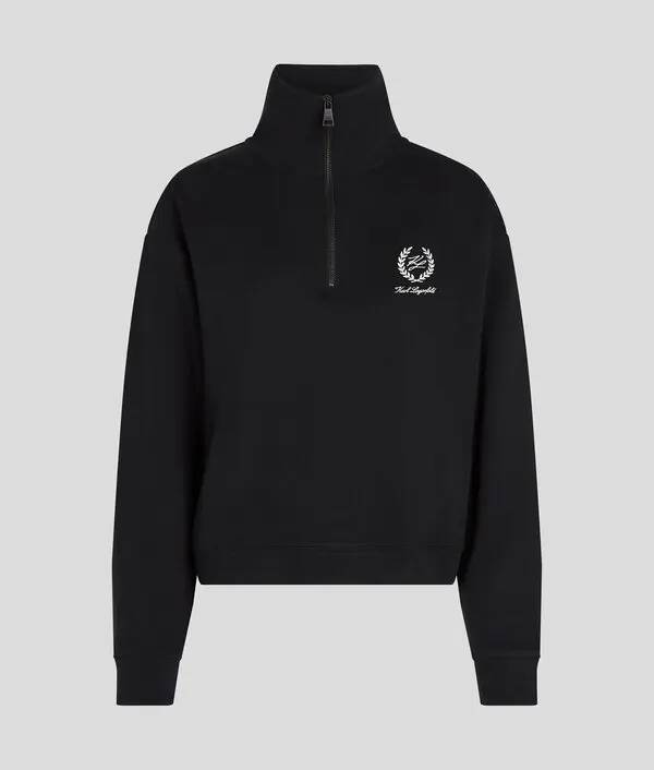 Karl Lagerfeld Embroidered Crest Half-zip Sweatshirt