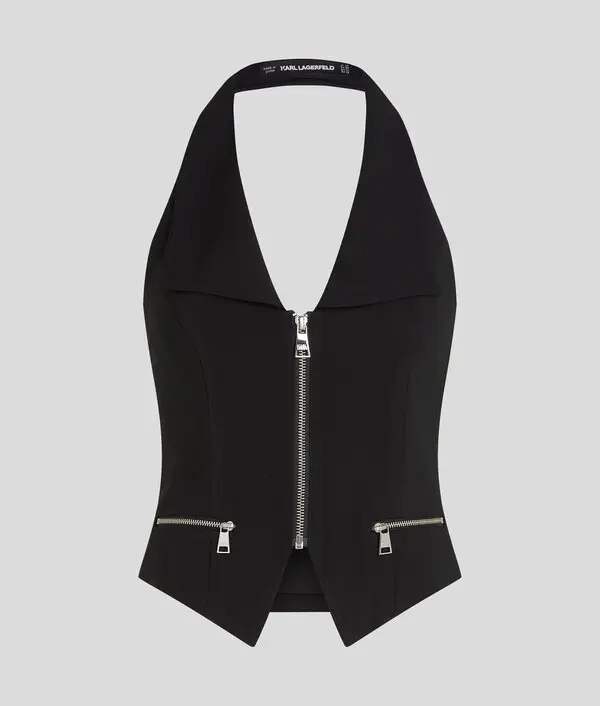 Karl Lagerfeld Halterneck Zip-front Waistcoat