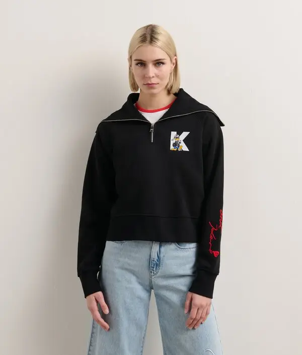 Karl Lagerfeld Disney X Kl Half-zip Sweatshirt - Black