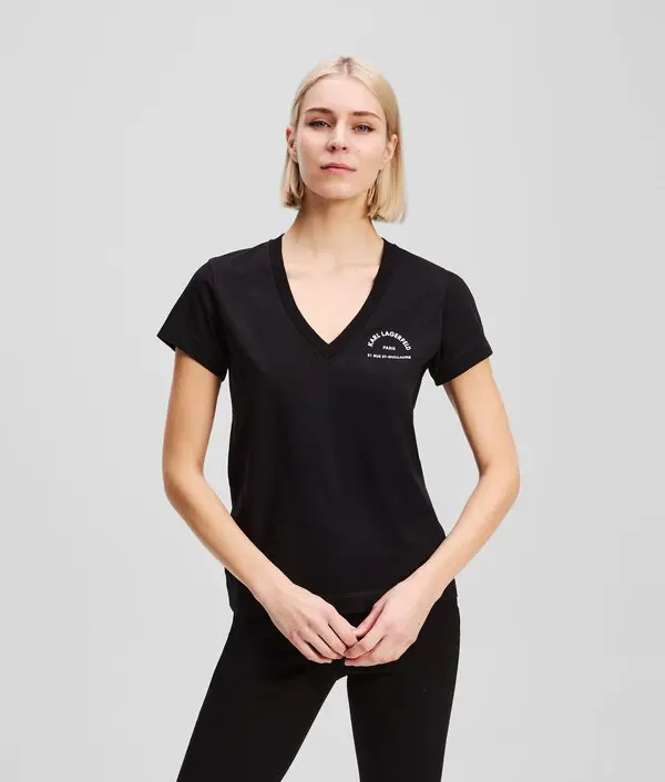 Karl Lagerfeld Rue St-guillaume V-neck T-shirt - Black