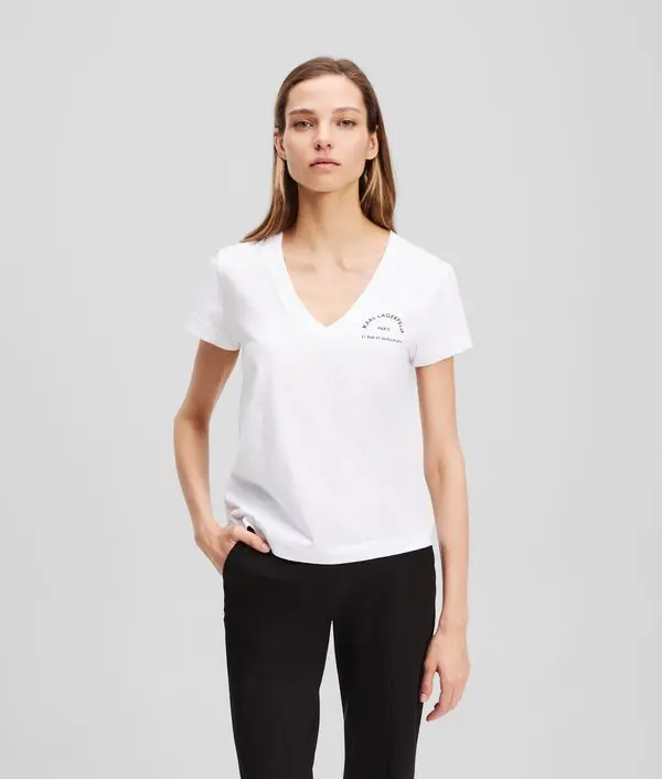 Karl Lagerfeld Rue St-guillaume V-neck T-shirt - White