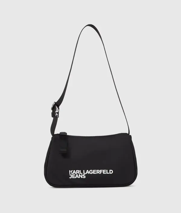 Karl Lagerfeld Logo Nylon Shoulder Bag - Black