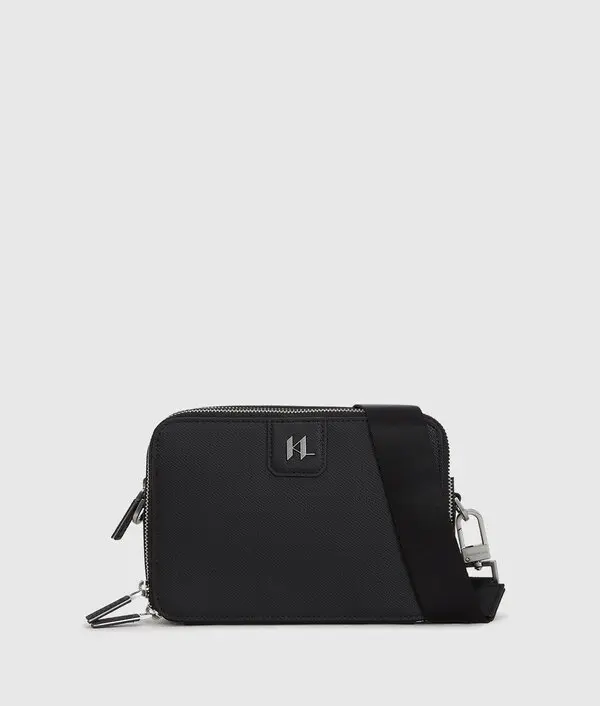 Karl Lagerfeld K/monogram Camera Bag In Smooth Leather - Black
