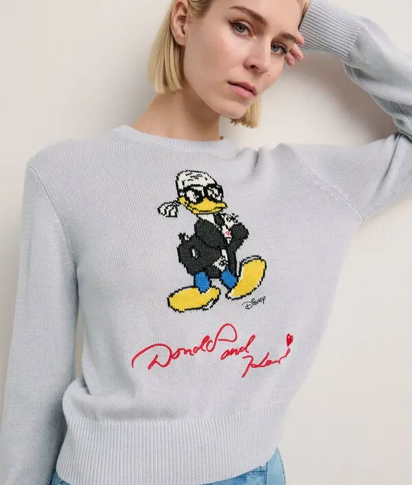 Karl Lagerfeld X Disney Donald Duck Embroidered Crewneck Sweater