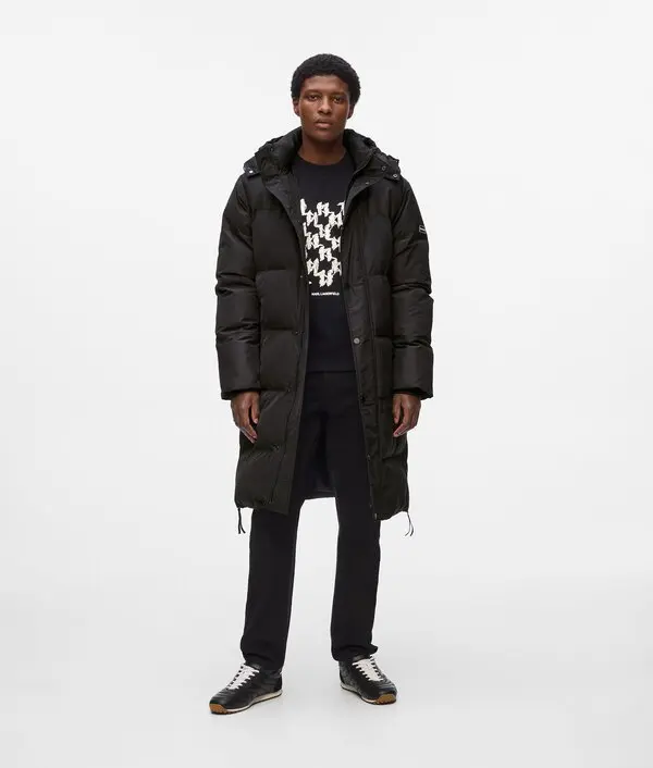 Karl Lagerfeld Longline Puffer Jacket With Hood