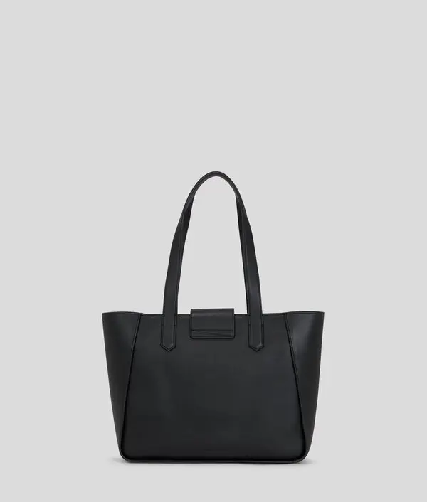 Karl Lagerfeld K/signature Medium Tote Bag In Smooth Black Cow Leather With Gold-tone Hardware