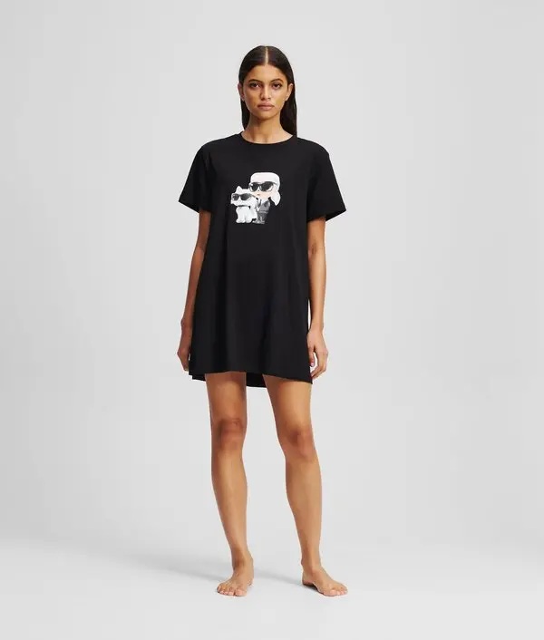 Karl Lagerfeld Organic Cotton Ikon T-shirt Dress - Black
