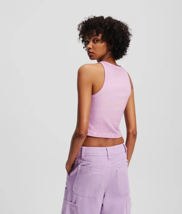 Karl Lagerfeld Washed Ribbed Cropped Tank Top
