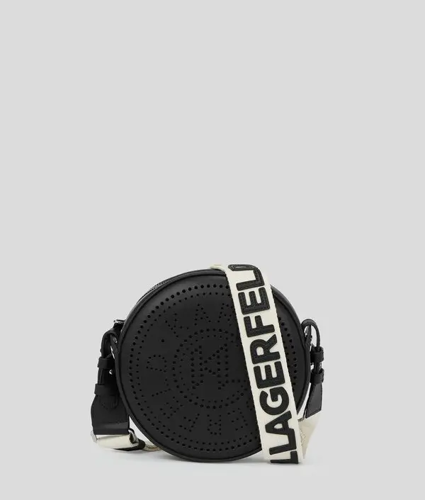 Karl Lagerfeld K/circle Embossed Logo Round Crossbody Bag - Black
