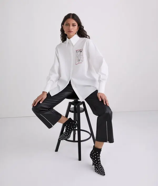 Karl Lagerfeld Poplin Shirt With Archival Sketches