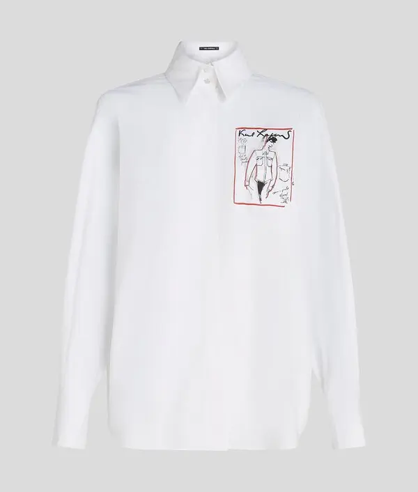 Karl Lagerfeld Poplin Shirt With Archival Sketches
