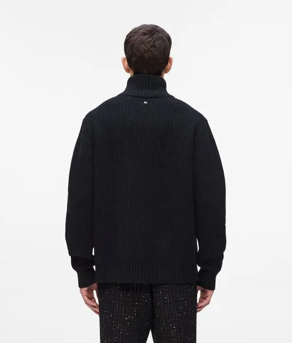 Karl Lagerfeld Half-zip Turtleneck Sweater In Lambswool