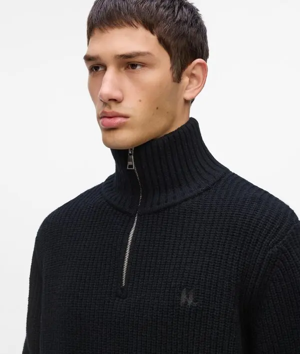 Karl Lagerfeld Half-zip Turtleneck Sweater In Lambswool